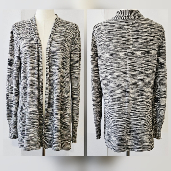 Belldini | Sweaters | Belldini Size L Black White Knit Open Front ...
